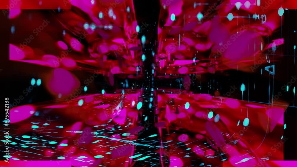 VJ loop abstract background. Camera fly through cubic data array. Dj ...