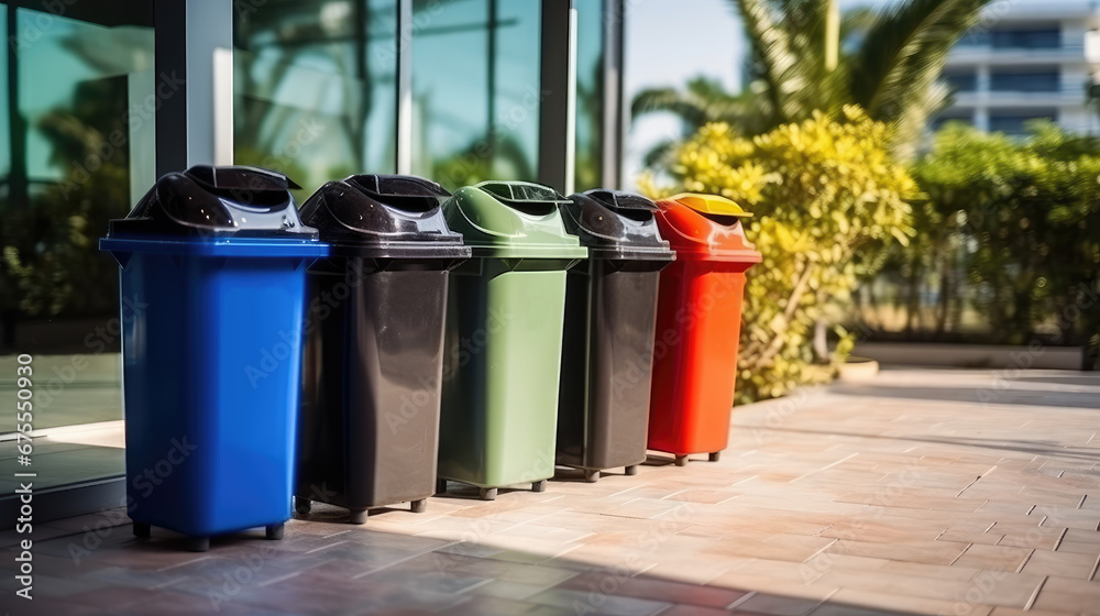 Trash cans with a trash bag inside. Bin for domestic and commercial use ...