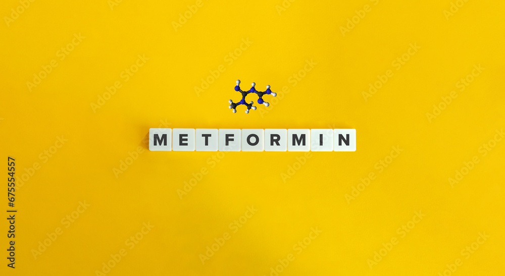Metformin Molecule, Banner, and Ball-and-Stick Model. Stock Photo ...