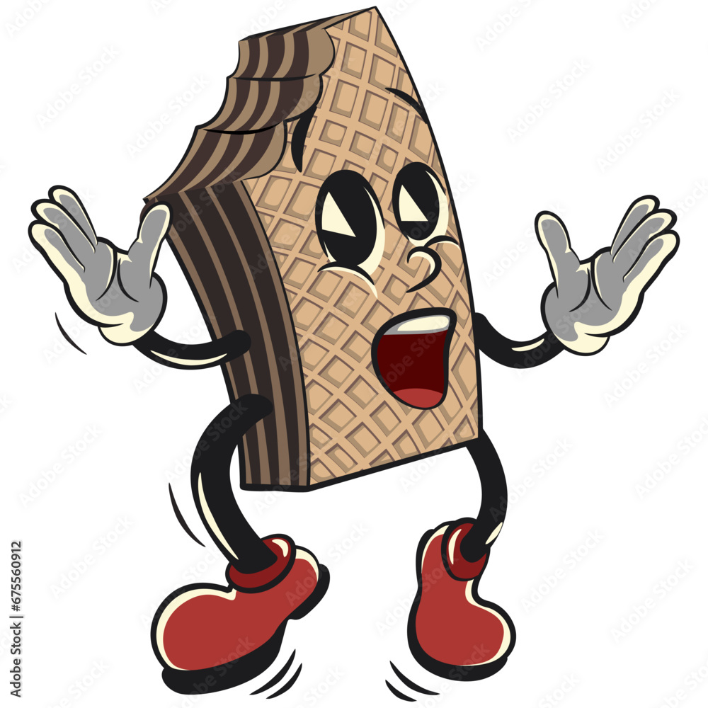 vintage mascot pair of wafer chocolate characters with cute bitten ...