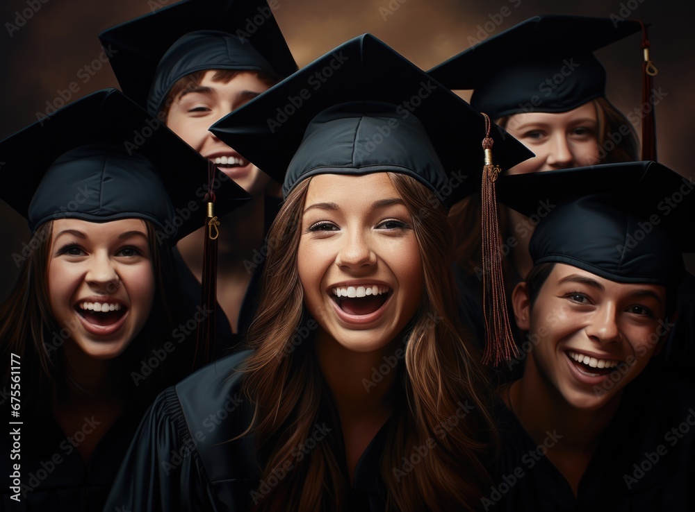 Happy time graduation, university institute school, graduation mantle ...