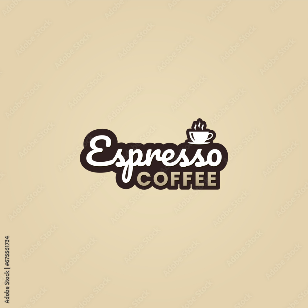 Espresso coffee logo or Espresso coffee label vector isolated in flat ...
