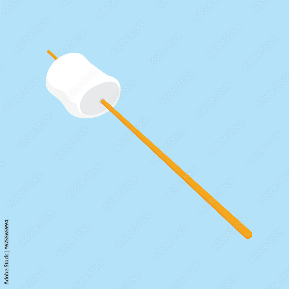 vector graphic illustration of a marshmallow stabbed with a stick ...