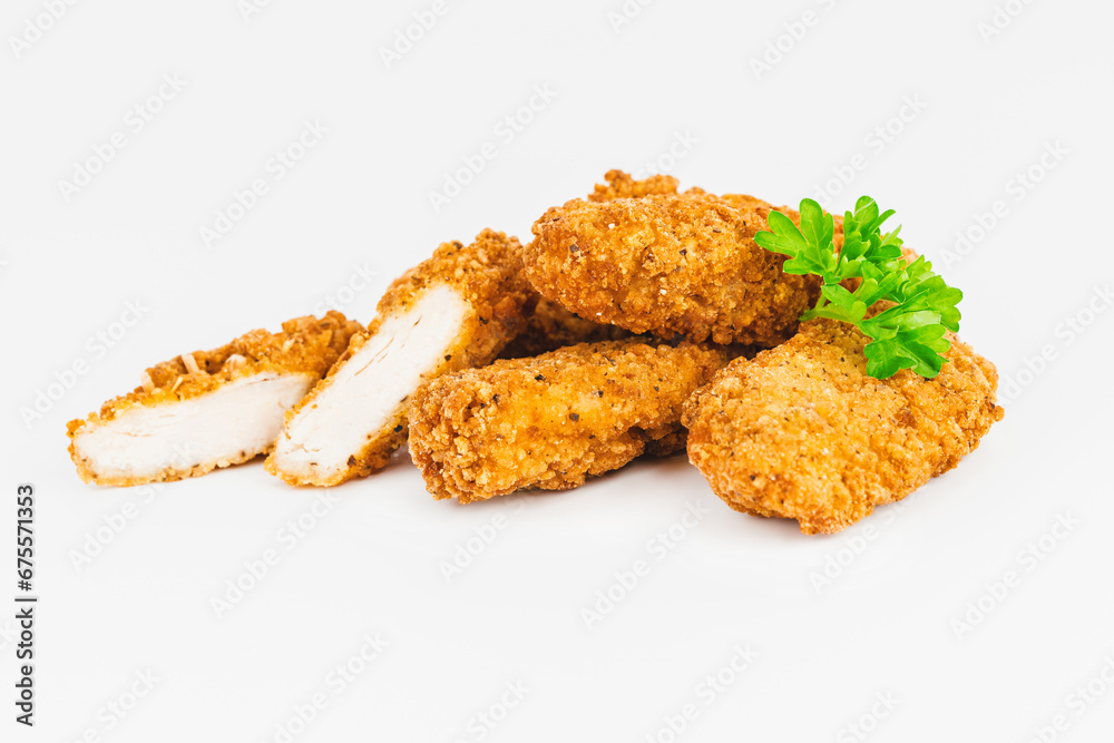 Chicken Breaded Fillet.Fast food. Breaded Chicken Inner Fillet on a ...