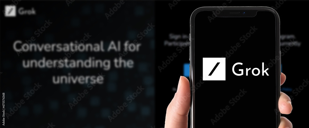 Buenos Aires, Argentina; 11-08-2023: Grok AI logo on smartphone screen ...