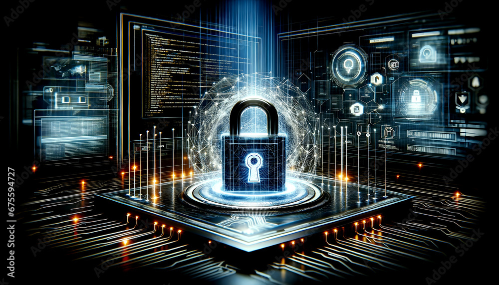 Cybersecurity: Protecting Data and Privacy in the Digital Age, big lock ...