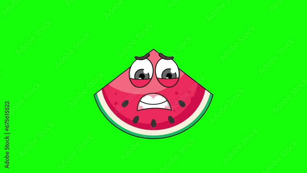 watermelon cartoon with a face screaming in fear, emoji emoticon ...