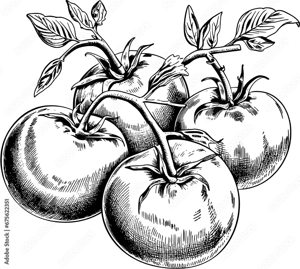 Food Tomatoes Vintage Outline Icon In Hand-drawn Style Stock Vector ...