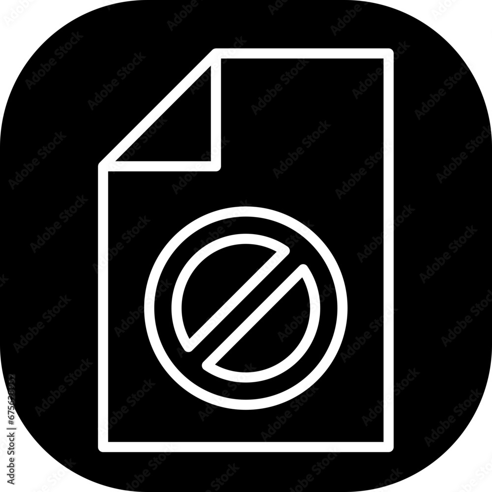 Prohibited documents performance business icon with black filled line ...