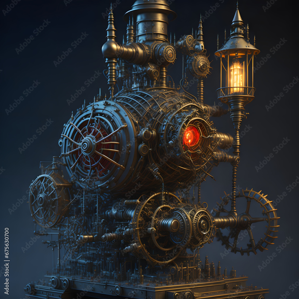 Embark on a journey through a steampunk realm, where an aerial ...