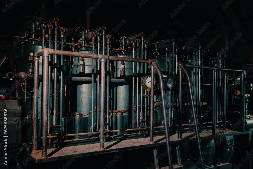 Poster Oil rectification and distillation column at an old chemical ...