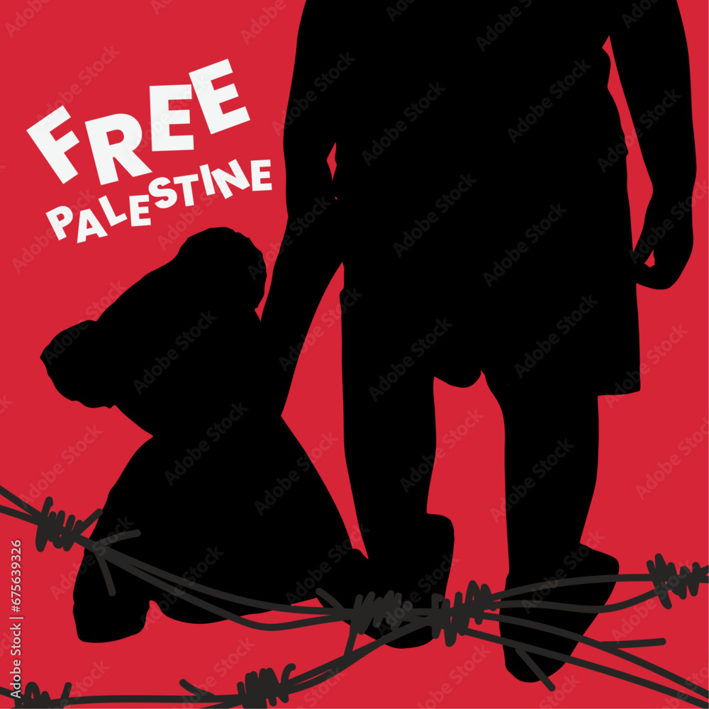 children sad doll free palestine design poster social media post in ...