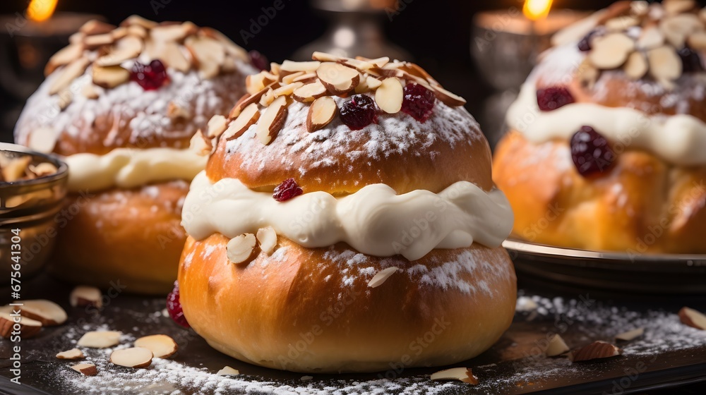 Homemade italian sweet Maritozzi buns, breakfast dessert brioche ...