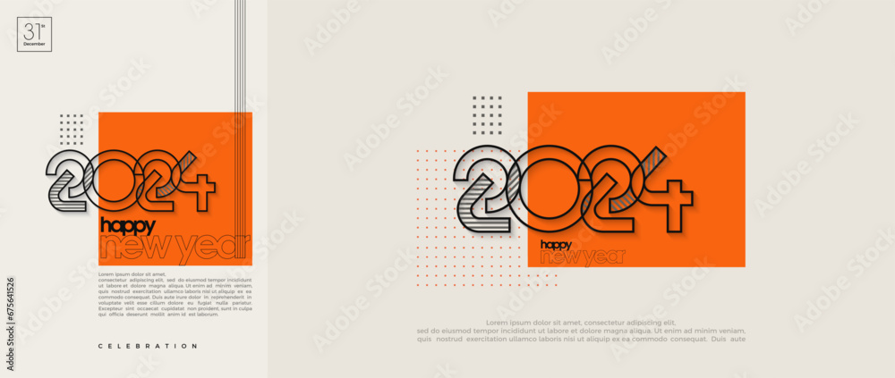 Happy new year 2024 with a retro classic look. Premium designs for ...