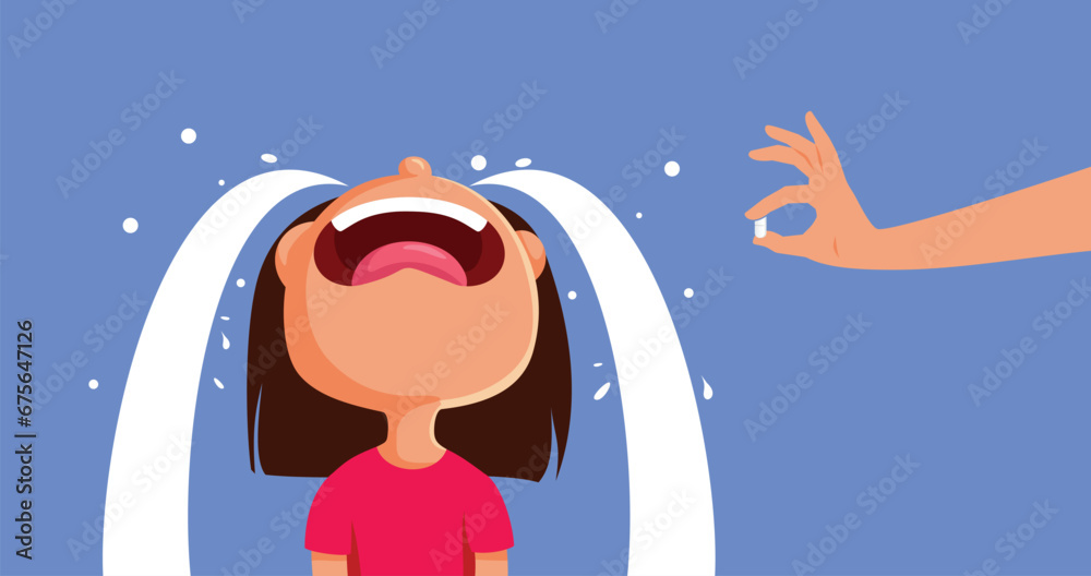 Vetor de Little Girl Suffering from Halitosis Vector Cartoon ...