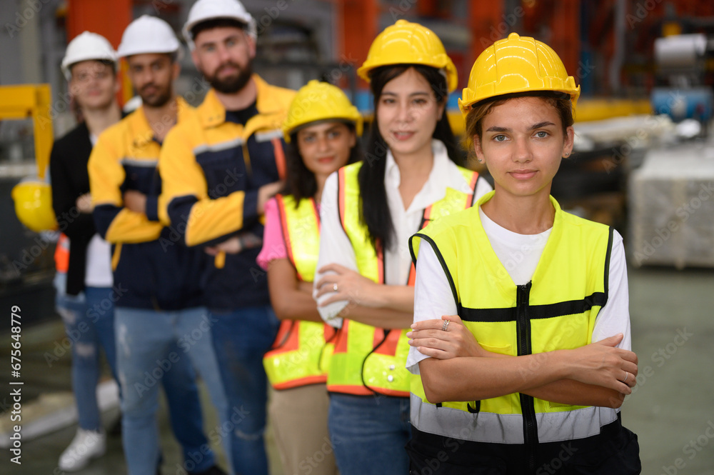 Group of diversity male and female engineer workers at work in the ...