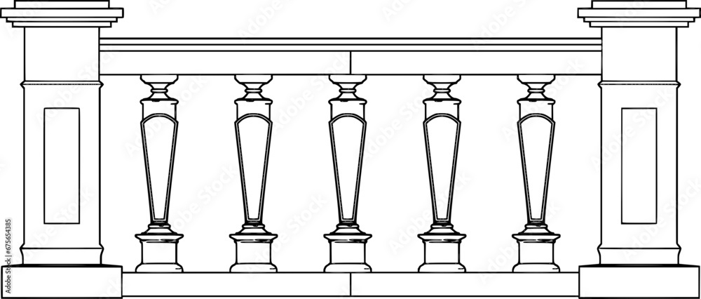 Visual Guide: 2D Concrete Balustrade Design Drawing vector de Stock ...
