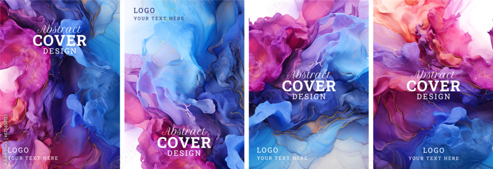 Abstract Artistic paint splash art cover template set, Luxury pattern ...