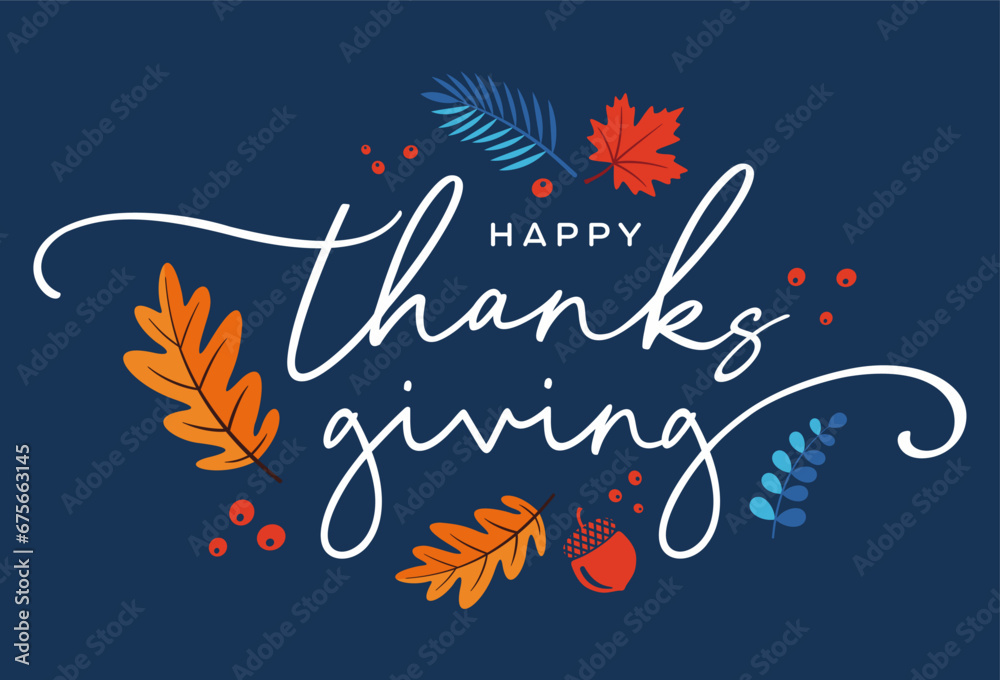 Happy Thanksgiving banner, background, text, words, card, vector ...