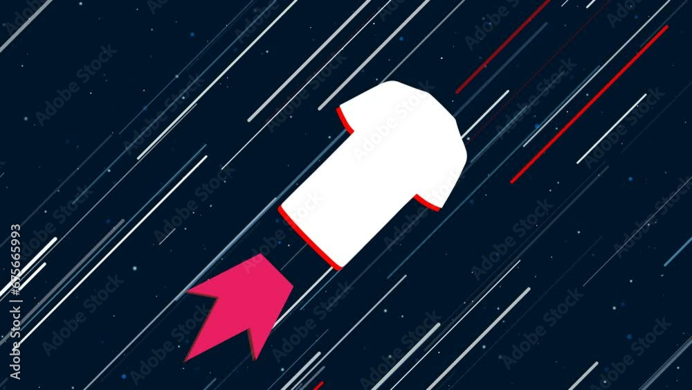 T-shirt symbol flies through the universe on a jet propulsion. The ...