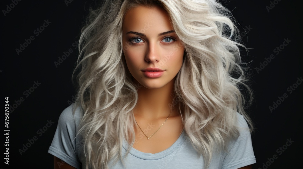 Full Body Young Woman Wear Grey, Gradient Color Background, Background ...