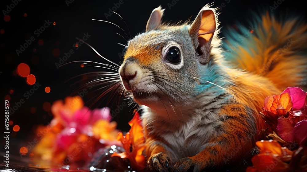 Belly Gray Squirrel Sciurus Carolinensis Visits, Ultra Bright Colors ...