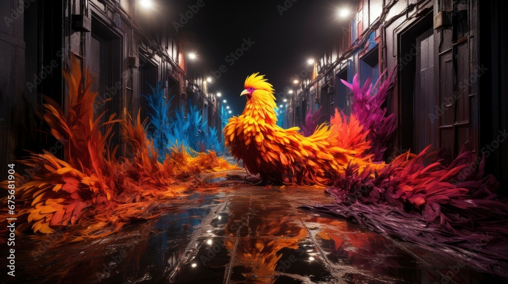 Chicken Farm Rural Stable Lots Chickens, Ultra Bright Colors ...