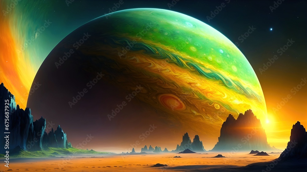 Exo Planet in Space, concept art. Cosmic art. Galactic art. 4K - 8K ...