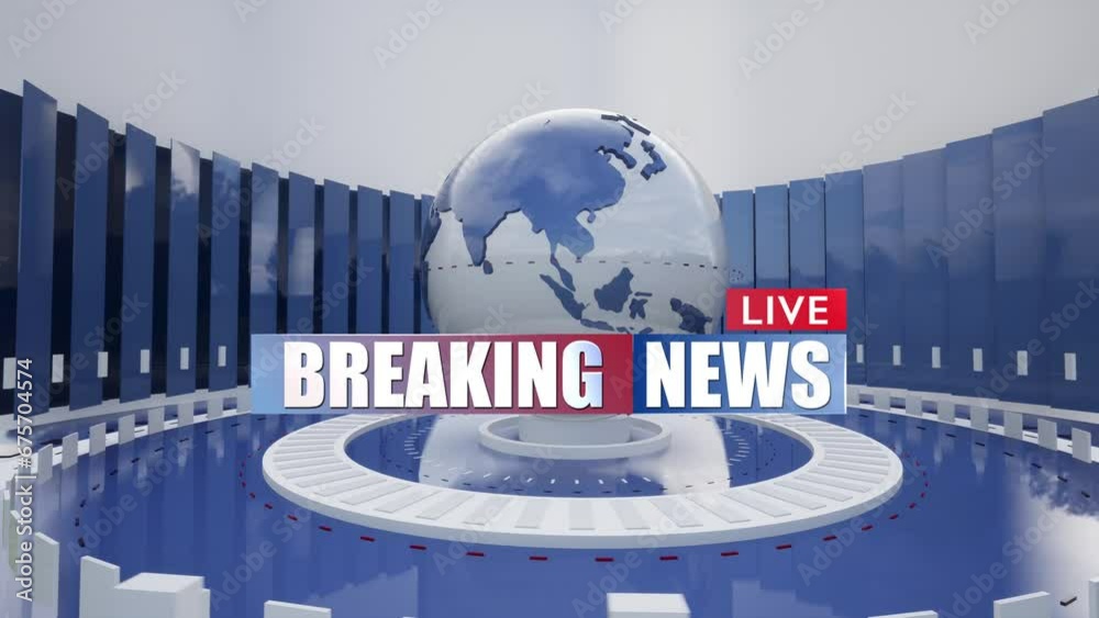 Global Earth Rotating Digital World Breaking News Studio Background For ...
