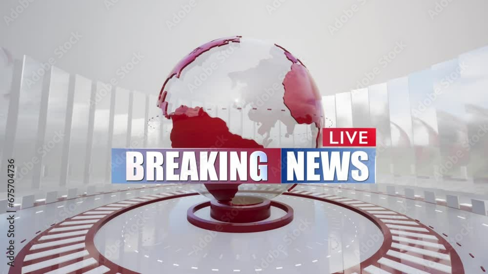 Global Earth Rotating Digital World Breaking News Studio Background For ...