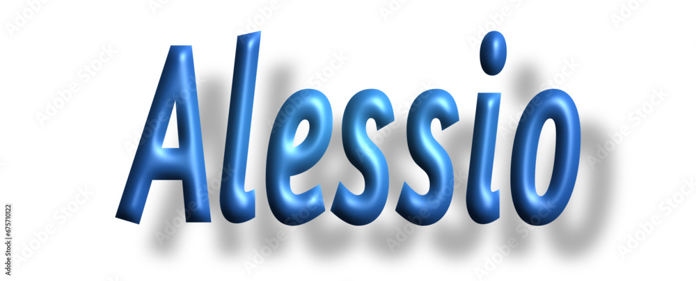 Alessio - writen name - lettering - light blue color, embossed tubular ...