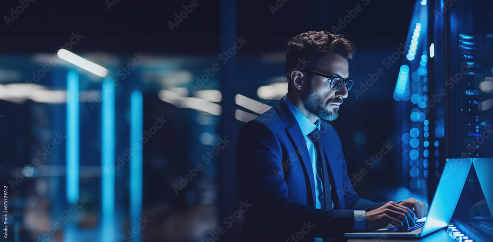 Banner photo digital programmer job. Man IT Engineers repairs technical ...