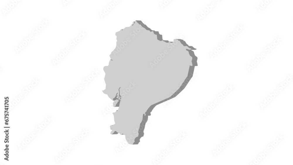 Ecuador map 3d grey on white background. Dynamic 4K animation motion ...