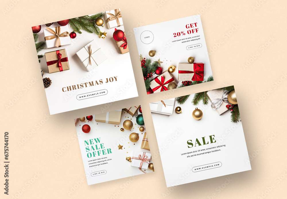 Christmas Social Media Layouts For Sale Promotion with Generative ai ...