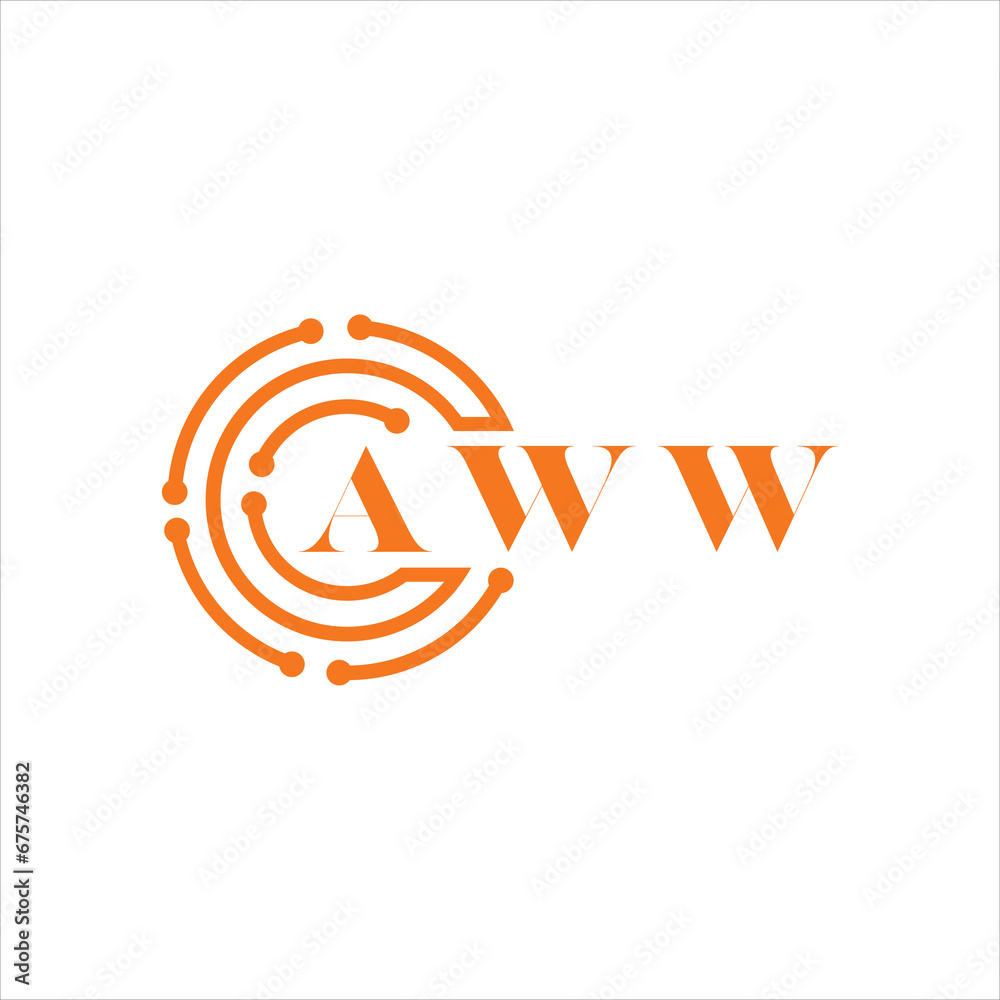 AWW letter design. AWW letter technology logo design on white ...