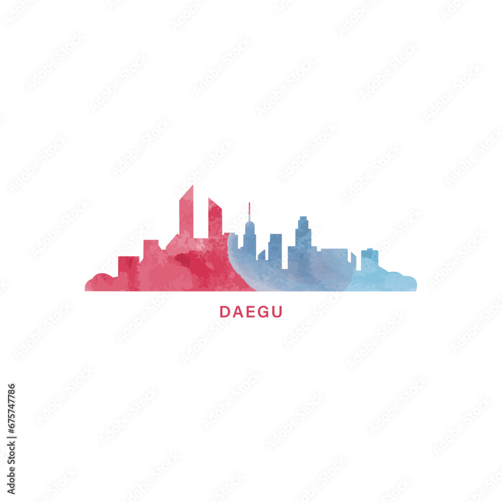 Daegu watercolor cityscape skyline city panorama vector flat modern ...