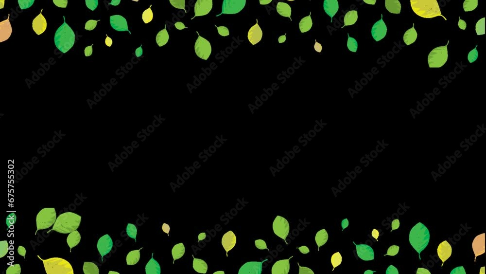 Falling leaves border transparent background green yellow aspen leaf ...