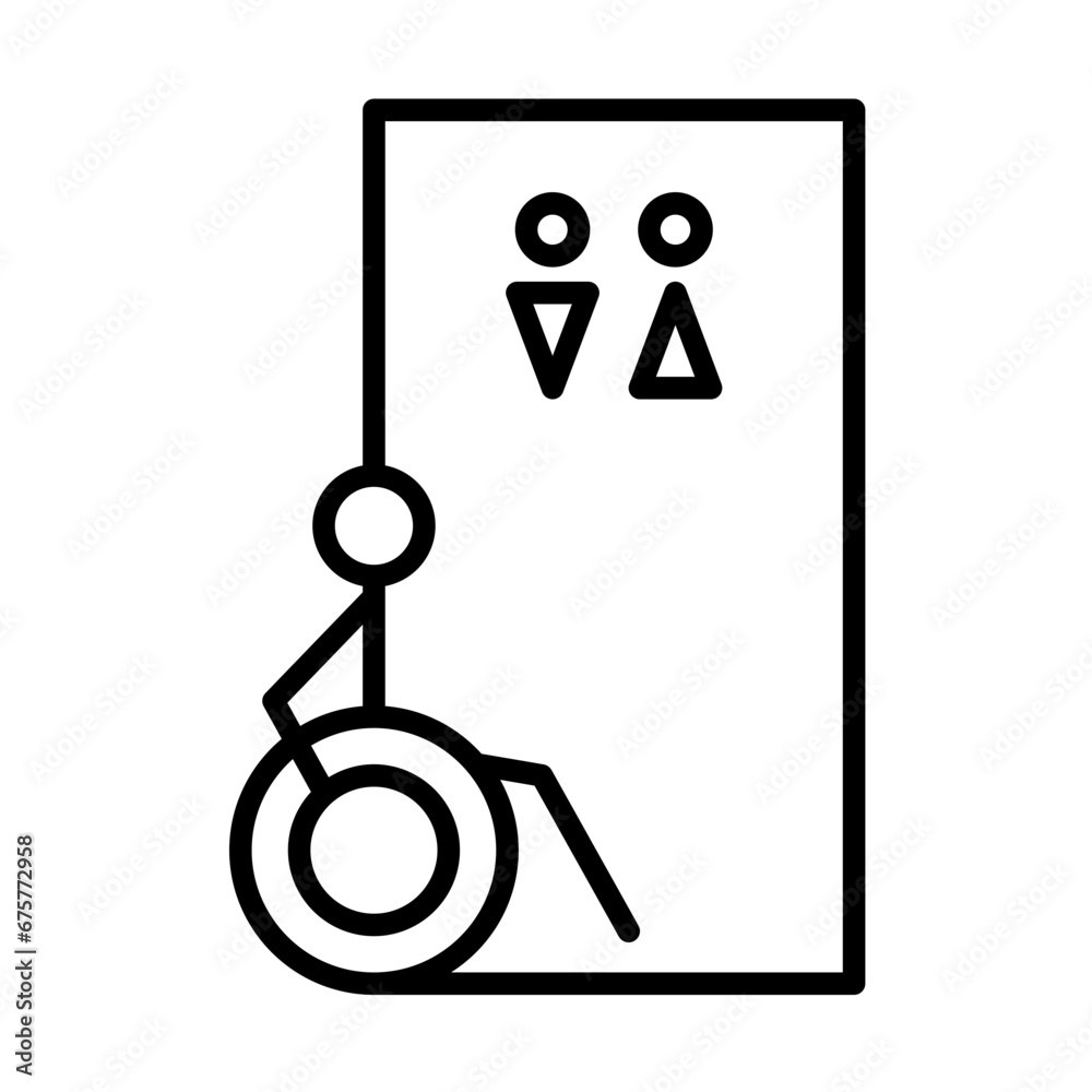 Disabled toilet disability icon with black outline style. toilet, wc ...
