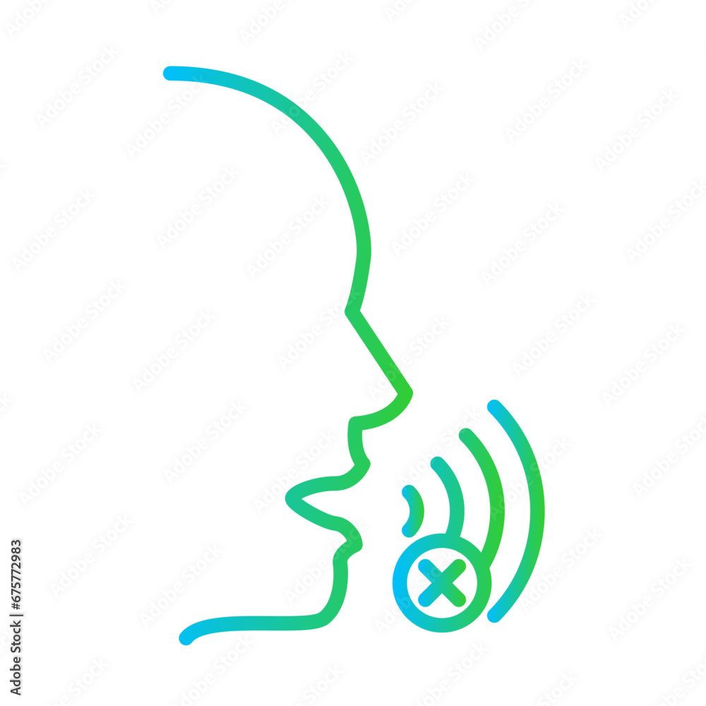 Speech impaired disability icon with blue and green gradient outline ...