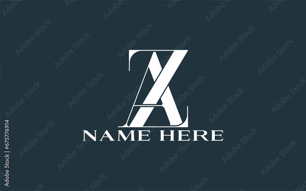 Initials Monogram logo ZA, ZA INITIAL, ZA letter, ZA Logo, AZ Logo, AZ ...