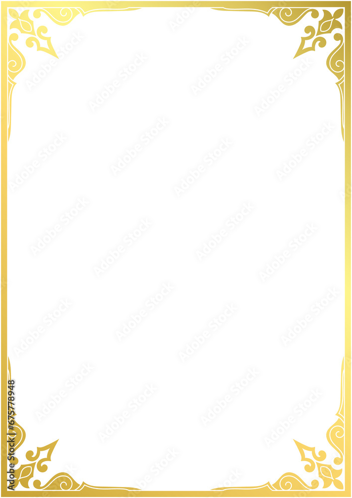 Vintage gold border, A4 size, for decorating paper edges. Stock ...