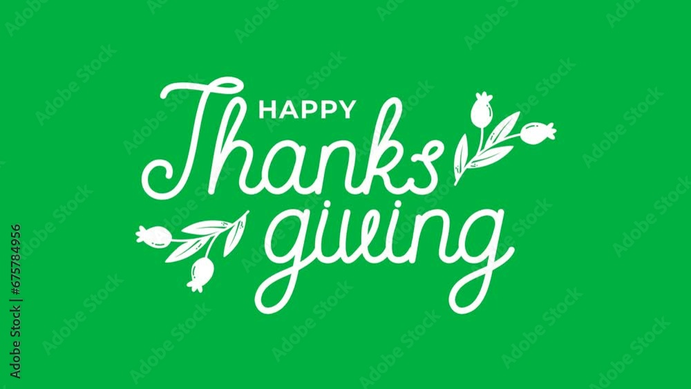 Happy Thanksgiving Day Text Animation in White and Black Color with ...