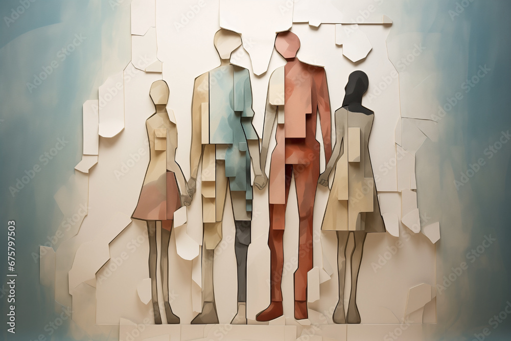 Broken, worn out and fragmented family. Concept of love ending and ...