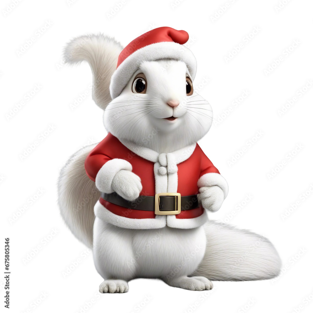 Cute White Squirrel Wearing Santa Claus Dress, Christmas Squirrel ...