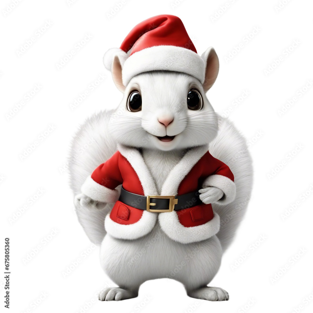 Cute White Squirrel Wearing Santa Claus Dress, Christmas Squirrel ...