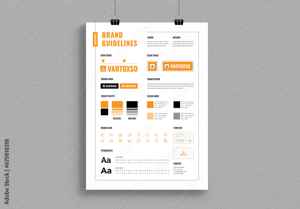 Brand Guidelines Poster Layout Stock Template | Adobe Stock