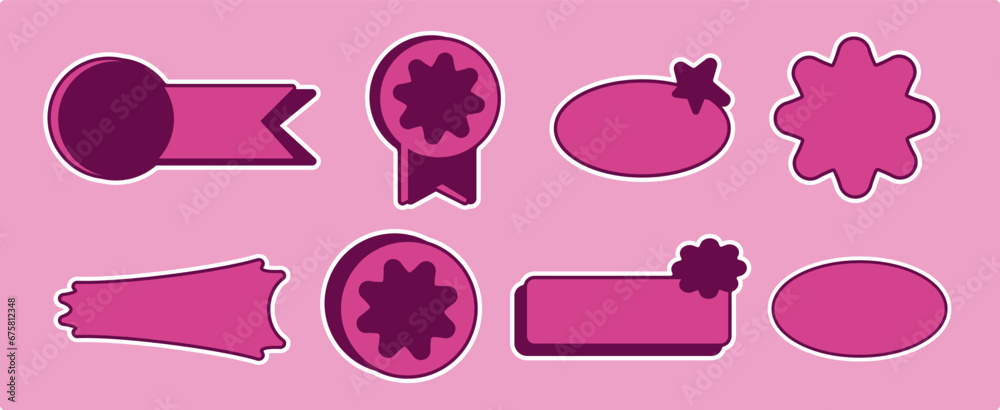 Simple pink banner collection. graphic template of ribbon, shape ...