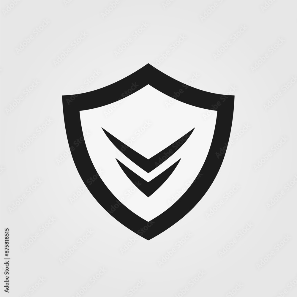 Secure service monochrome glyph logo. Black shield simple icon ...