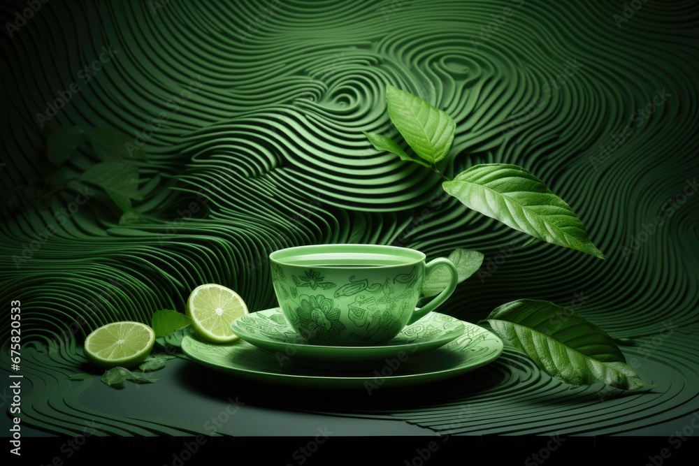 An illustration reflecting the rhythm and energy of green tea with lime ...