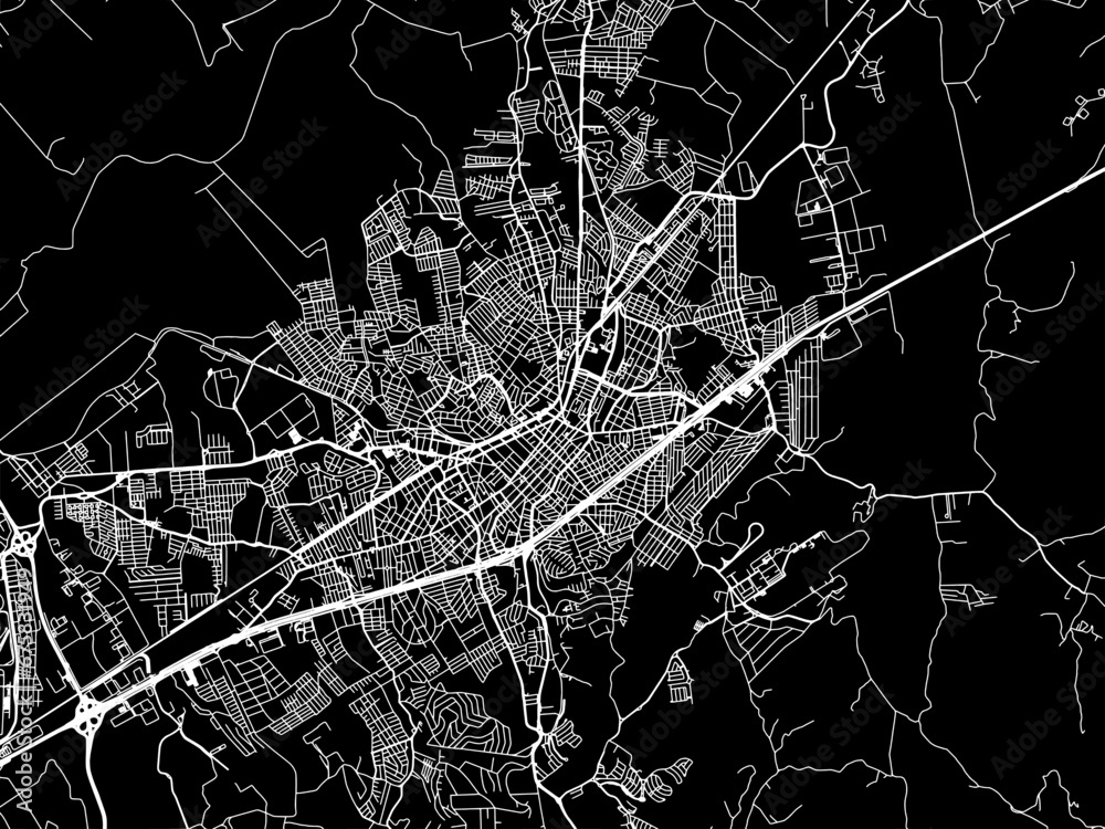 Vector road map of the city of Taubate in Brazil with white roads on a ...
